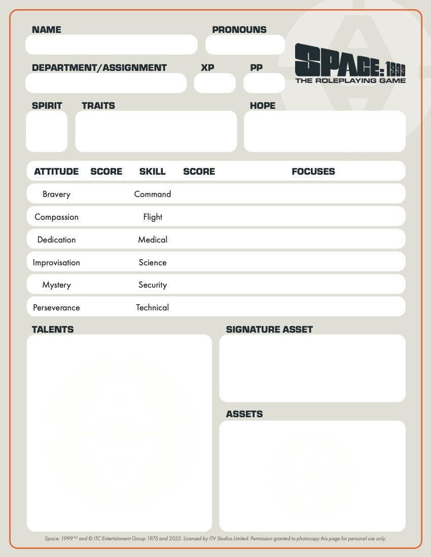 Space: 1999 Roleplaying Game Character Sheets [FREE DOWNLOAD] – The ...
